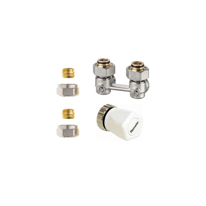 Radiator aansluitset ¾” / Haaks / 15 mm / Open-dicht Radiatorkraan ...